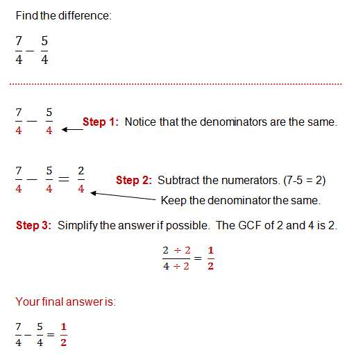 How To Subtract Fractions How To Subtract Fractions