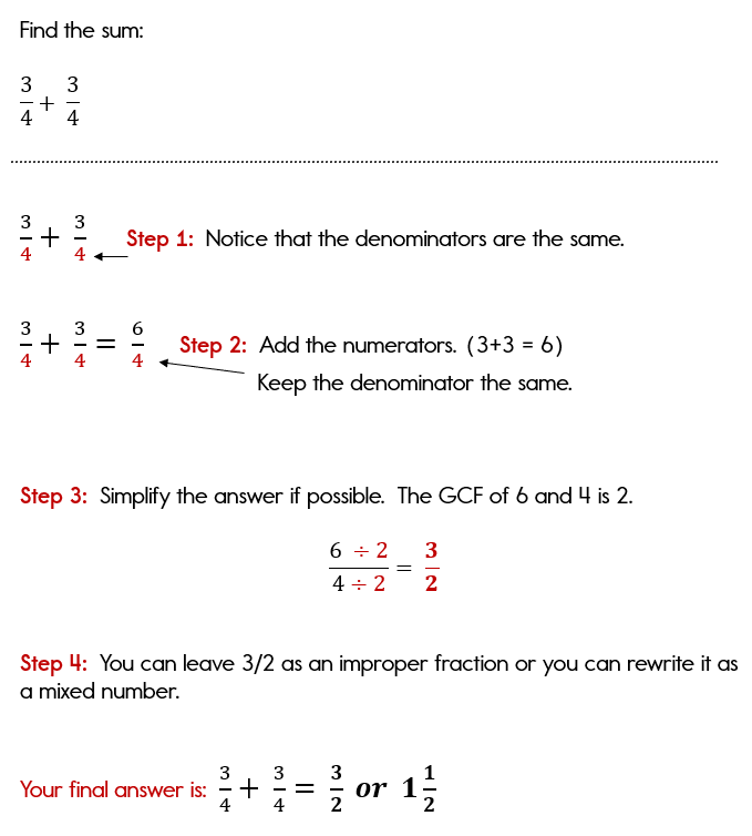 How Do You Add Fractions With Like Denominators