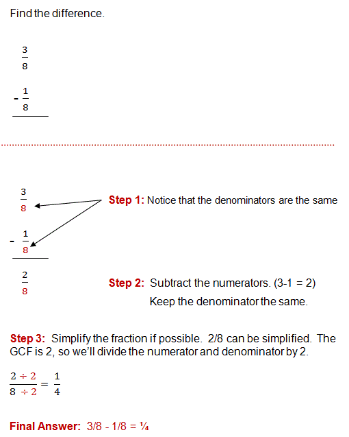 How to Subtract Fractions