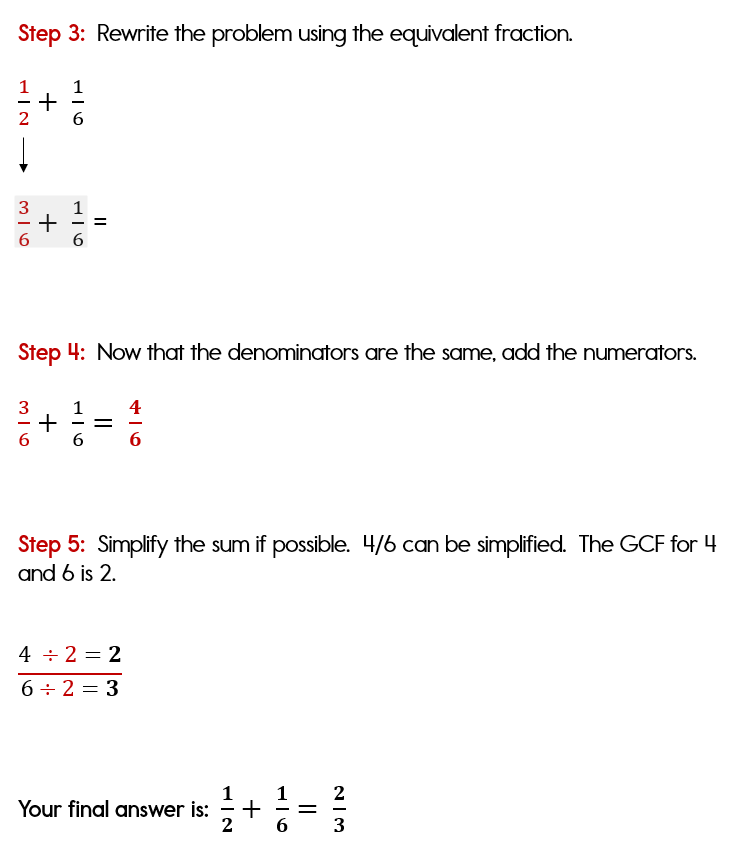Adding Fractions With Unlike Denominators
