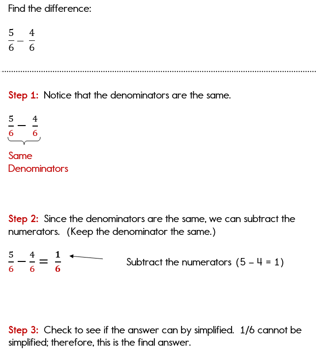 How To Subtract Fractions