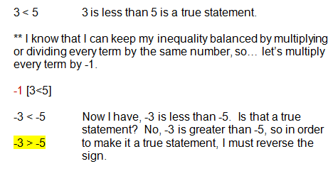 Solving Inequalities in One Variable